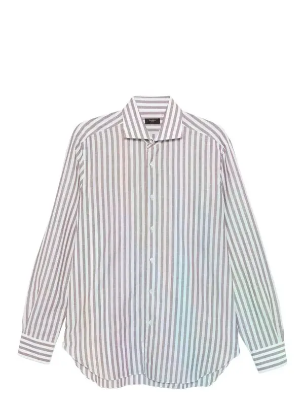 BARBA NAPOLI Striped Long-sleeve Shirt - Brown