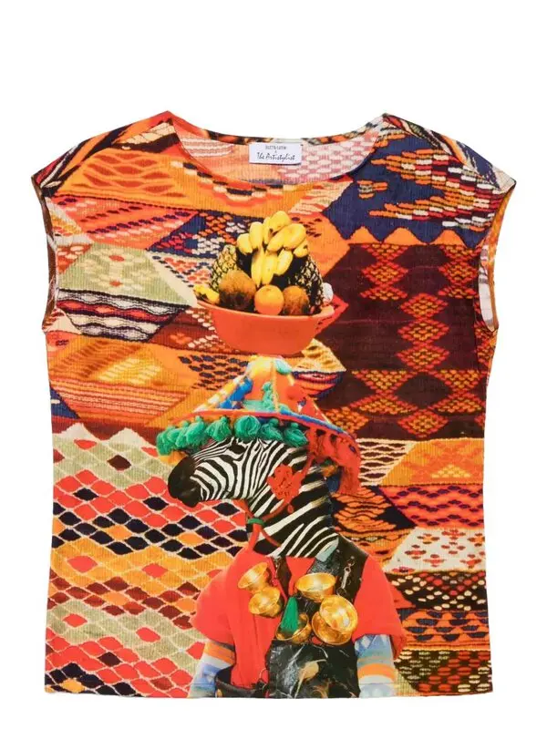 THE ARTISTYLIST Zebra-print Cotton Vest - Orange