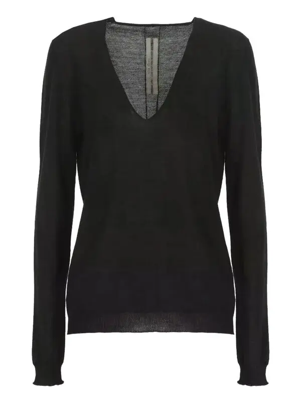 Rick Owens Long-sleeved V-neck Sweater - Black