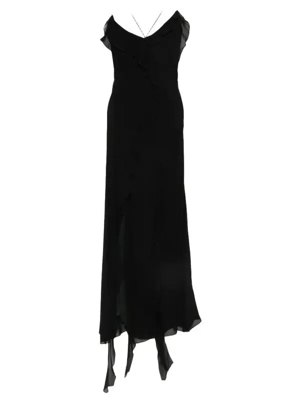 ANIYE BY Marian Ruffled Asymmetric Maxi Dress - Black