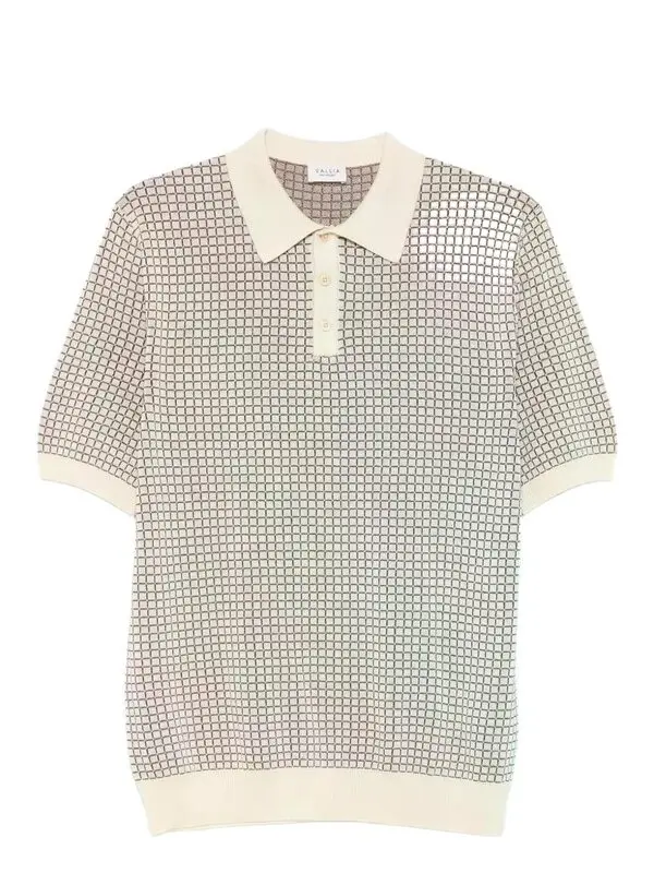GALLIA Check-pattern Short-sleeve Polo Shirt - Neutrals