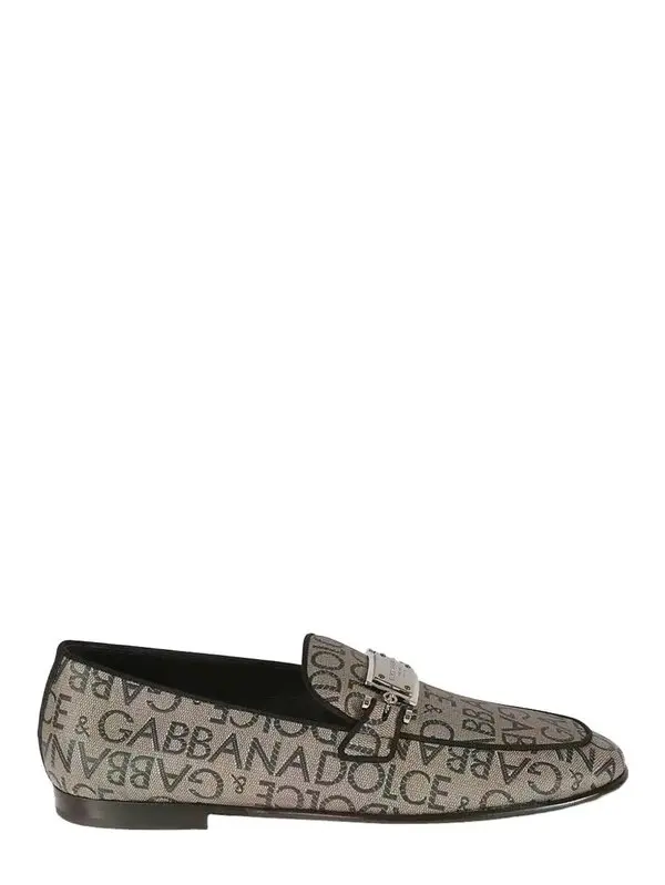 Dolce & Gabbana Logo-print Plaque Loafers - Neutrals