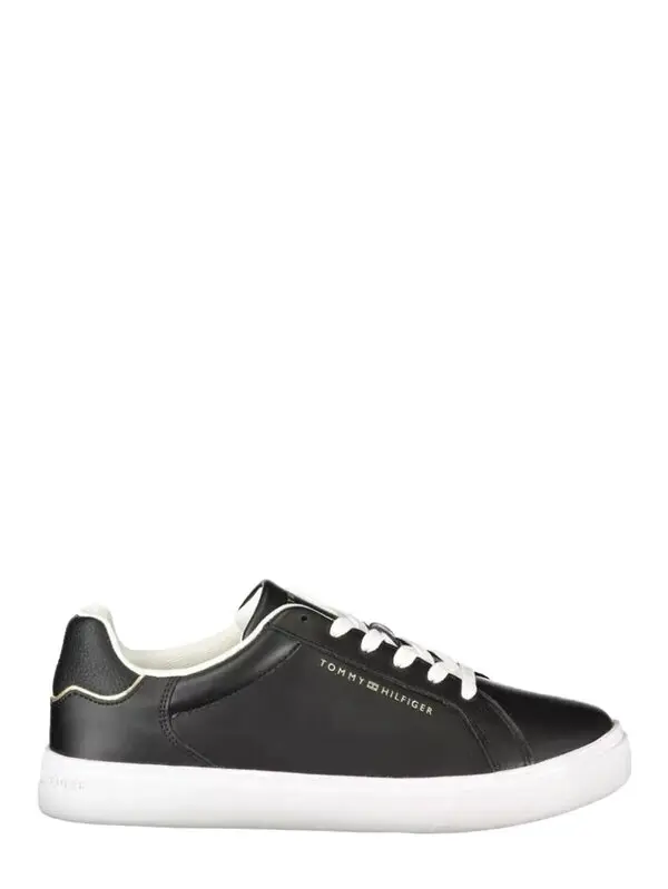 Tommy Hilfiger Logo-print Leather Sneakers - Black