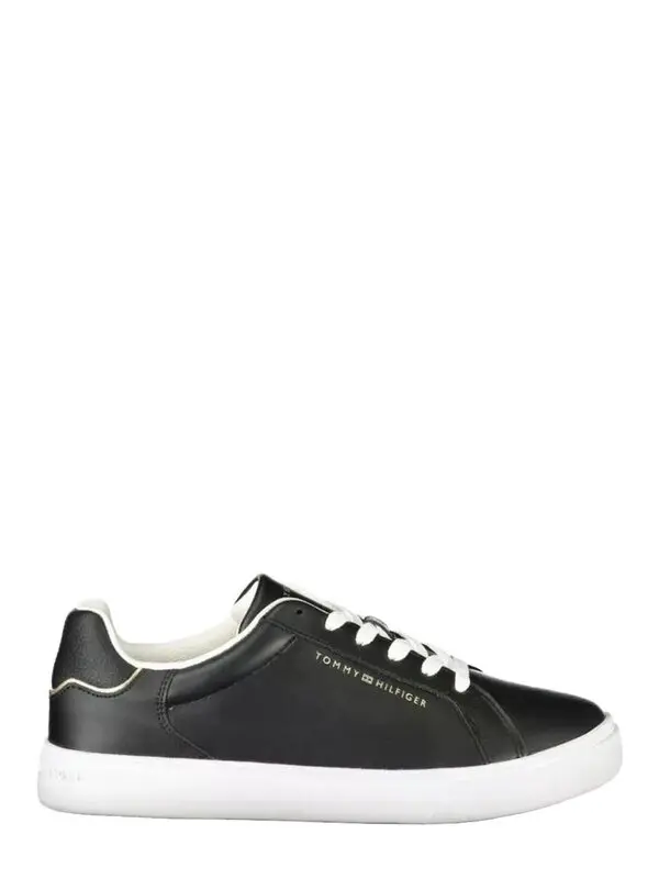Tommy Hilfiger Logo-print Leather Sneakers - Black