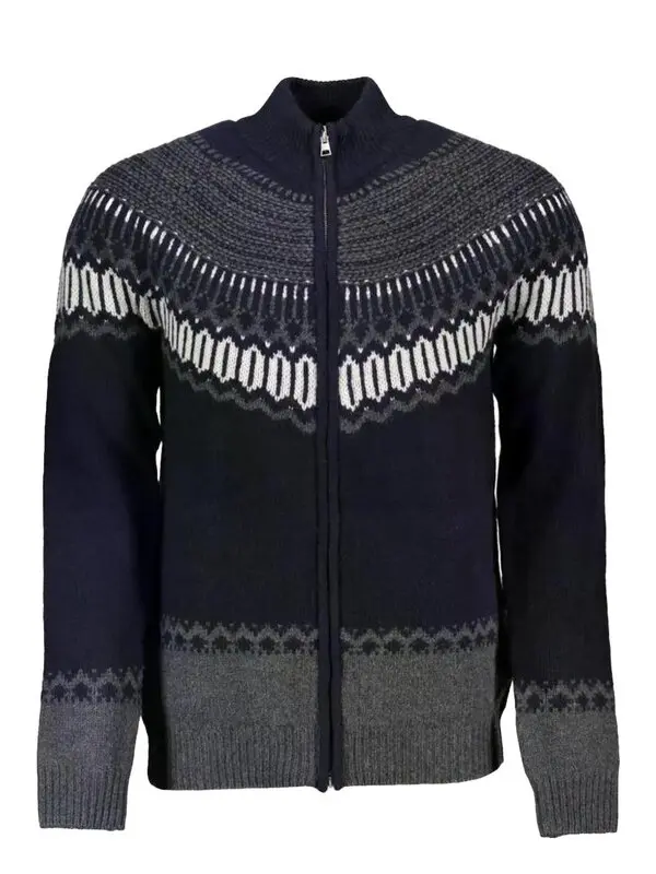 Gant Fair Isle Zip-up Cardigan - Blue