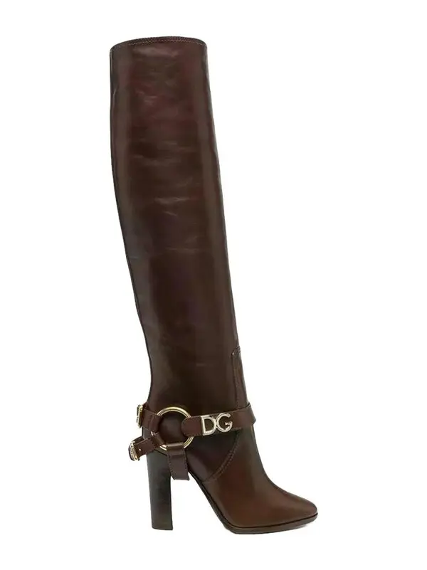 Dolce & Gabbana Dg Logo-plaque Buckled Ankle Boots - Brown