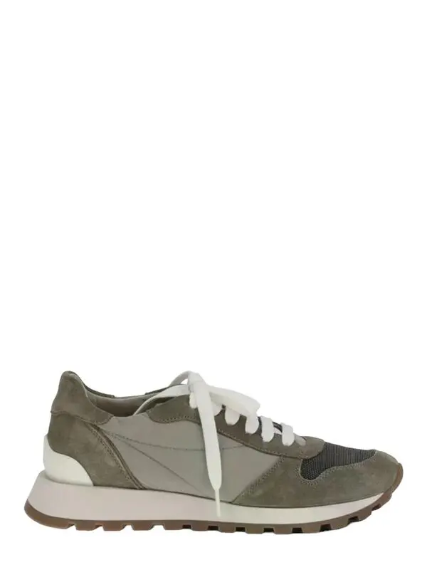 Brunello Cucinelli Suede-panelled Mesh Sneakers - Green