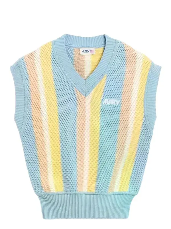 AUTRY Striped Knitted Vest - Blue