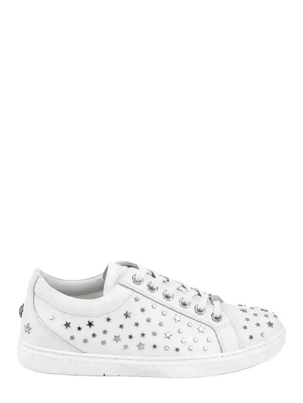 JIMMY CHOO Star-studded Leather Sneakers - White