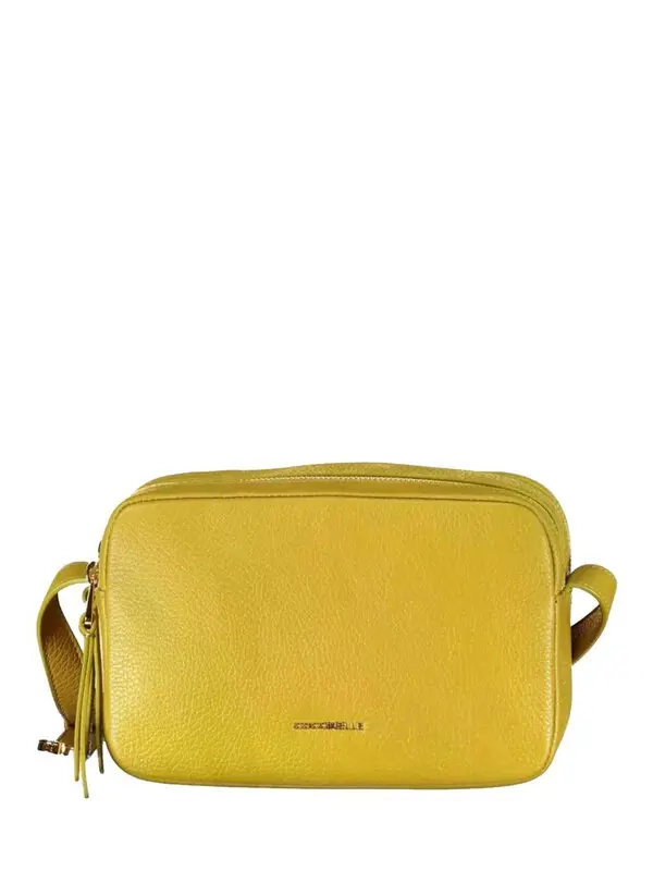 COCCINELLE Leather Crossbody Bag With Logo Lettering - Yellow