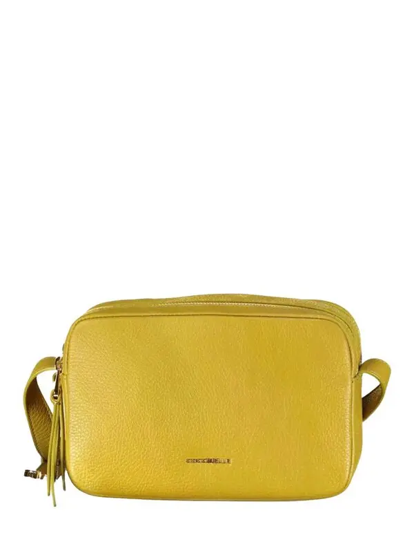 COCCINELLE Leather Crossbody Bag With Logo Lettering - Yellow