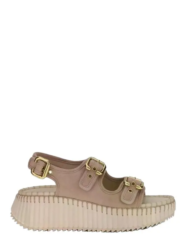 Chloé Nama Wedge Sandals - Pink