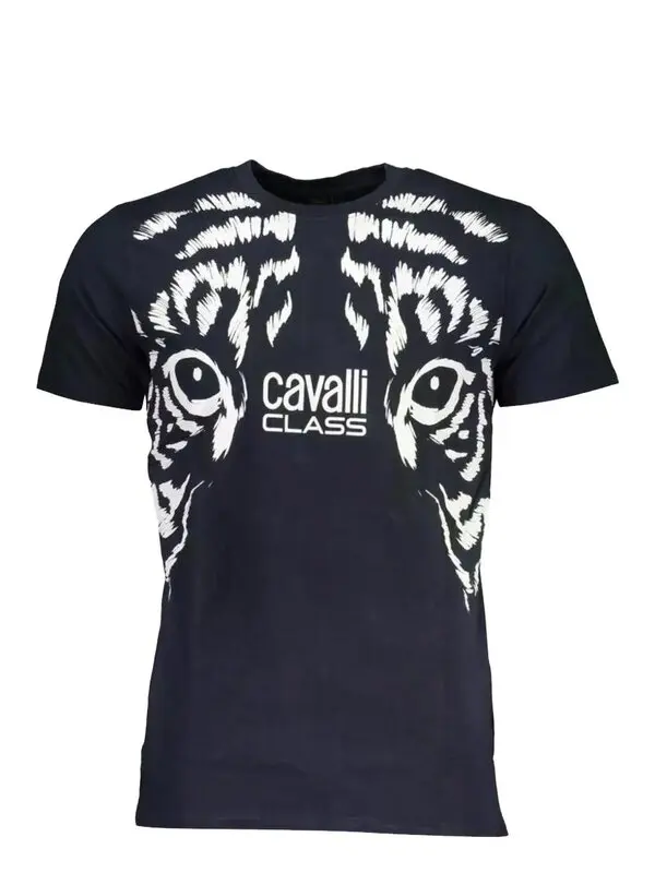 Roberto Cavalli Tiger-print Logo-detail T-shirt - Blue