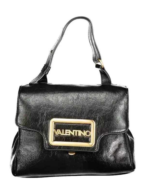 MARIO VALENTINO Logo-plaque Crinkled Tote - Black