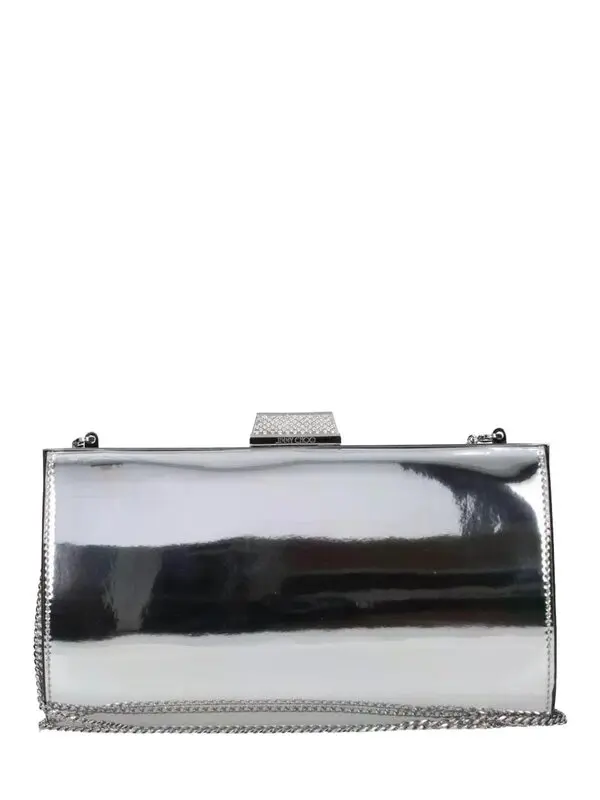 JIMMY CHOO Zahra Metallic Leather Clutch - Silver