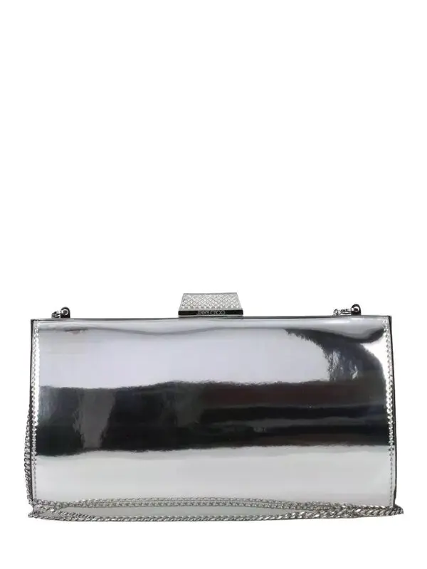 JIMMY CHOO Zahra Metallic Leather Clutch - Silver