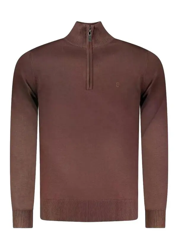 COVERI MOVING Embroidered Quarter-zip Sweater - Brown