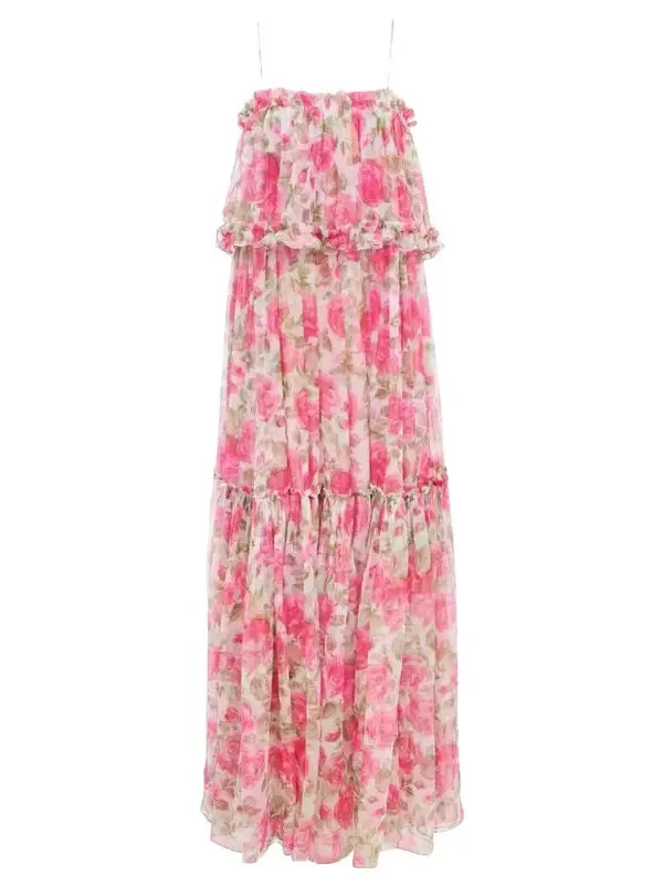 Chloé Floral-print Ruffled Maxi Dress - Pink