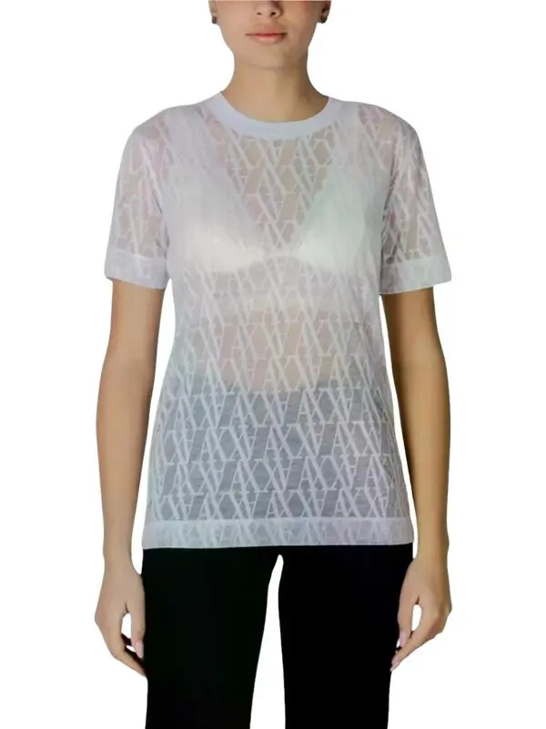 Armani Exchange Monogram Pattern Sheer T-shirt - White