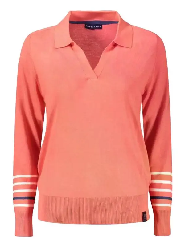 NORTH SAILS V-neck Sweater With Striped Cuffs - Orange