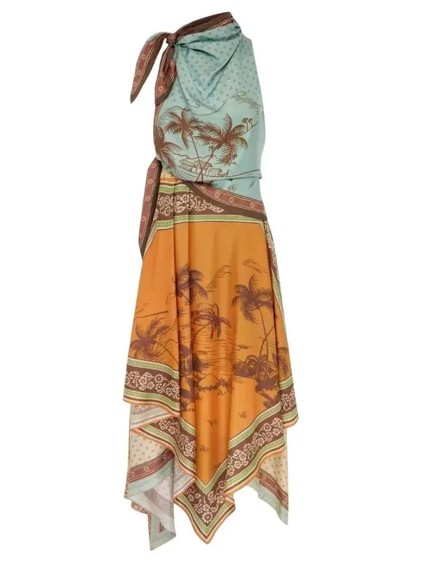 ALEMAIS Alberta Graphic-print Midi Dress - Orange