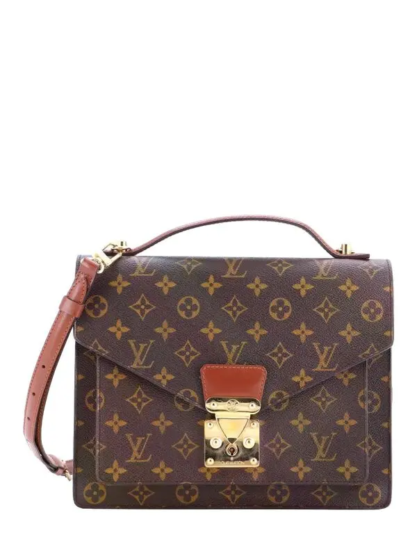 LOUIS VUITTON Monceau Handbag Monogram Canvas Satchel - Brown