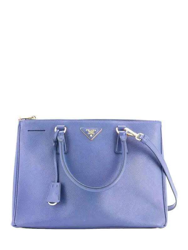 Prada Double Zip Lux Saffiano Leather Medium Tote Bag - Blue