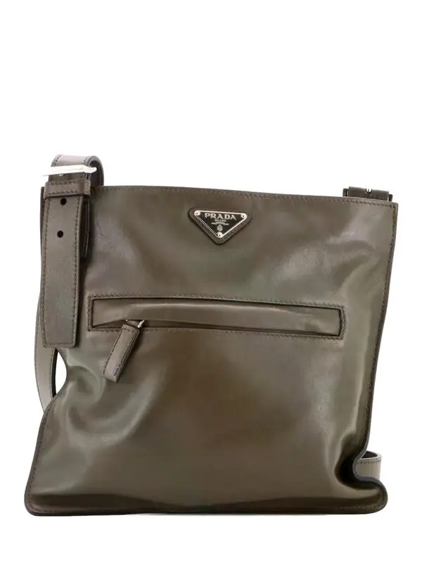 Prada Front Pocket Messenger Bag Soft Calfskin Medium - Green