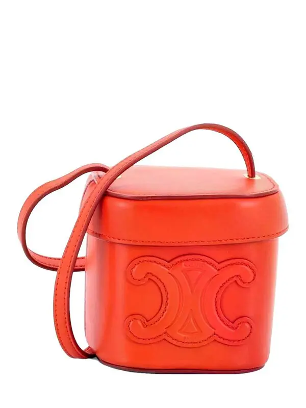 Celine Cuir Triomphe Small Box Bucket Bag - Red