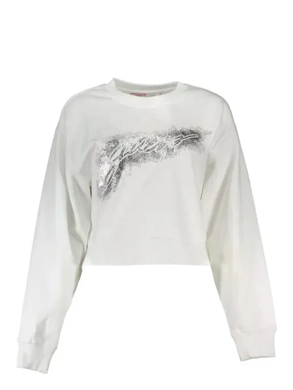 Guess Logo-print Cropped Sweater - White