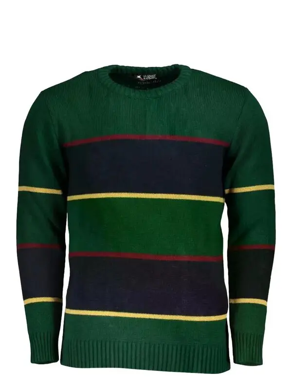 U.S. Grand Striped Crew-neck Sweater - Green