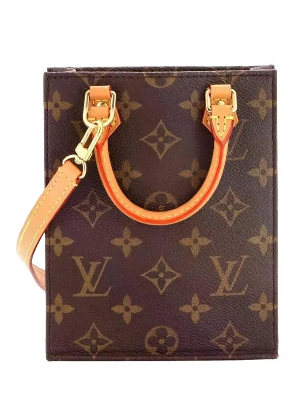 LOUIS VUITTON Petit Sac Plat Monogram Canvas Crossbody Bag - Brown