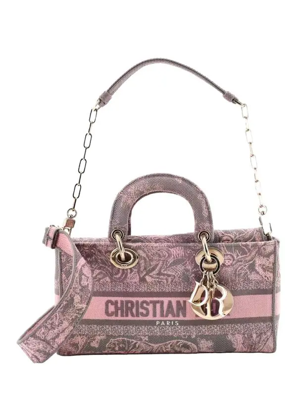 Dior Lady D-joy Embroidered Canvas Satchel Medium - Grey