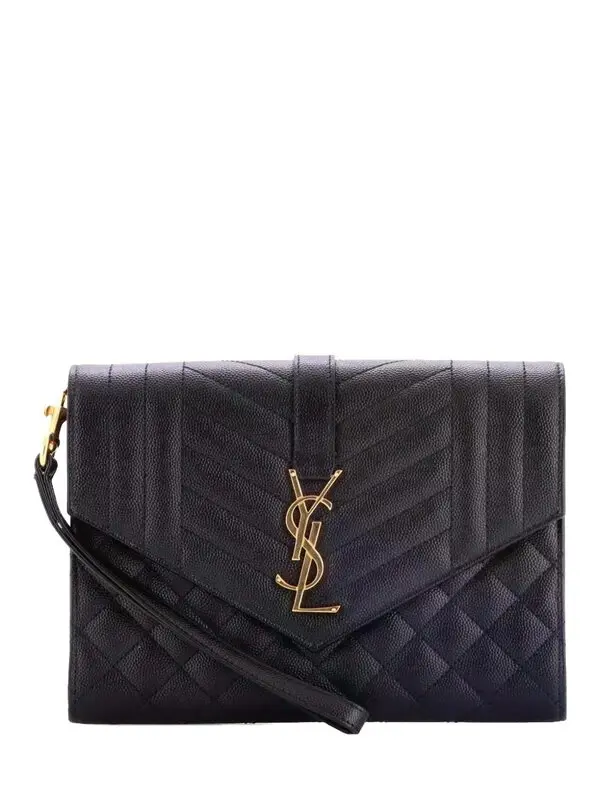 Saint Laurent Classic Monogram Envelope Wristlet - Black