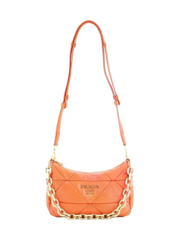 Prada Convertible Quilted Nappa Leather Shoulder Bag - Orange