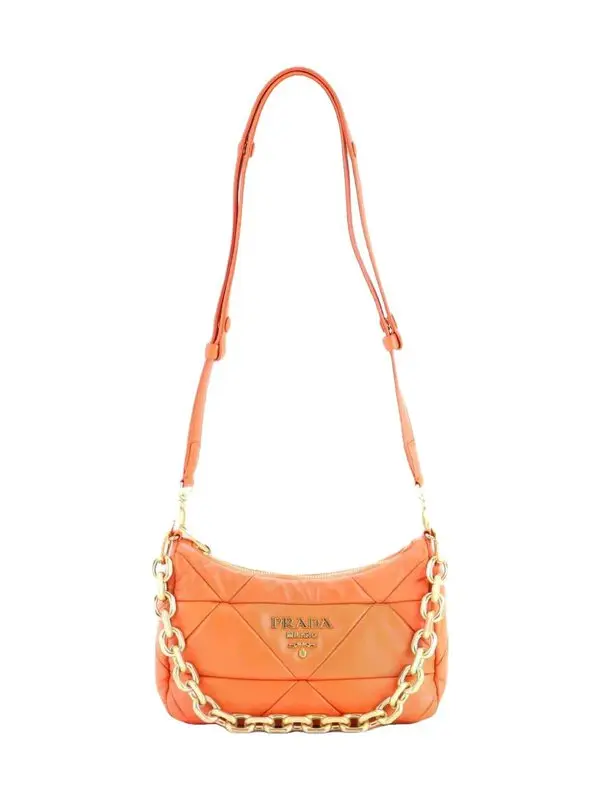 Prada Convertible Quilted Nappa Leather Shoulder Bag - Orange