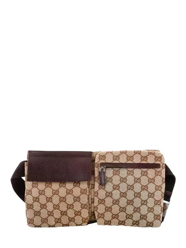 Gucci Vintage Double Gg Canvas Small Belt Bag - Brown