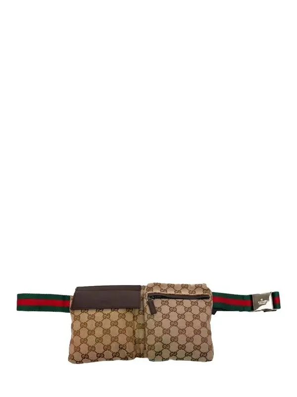 Gucci Gg Canvas Double Pocket Belt Bag - Neutrals
