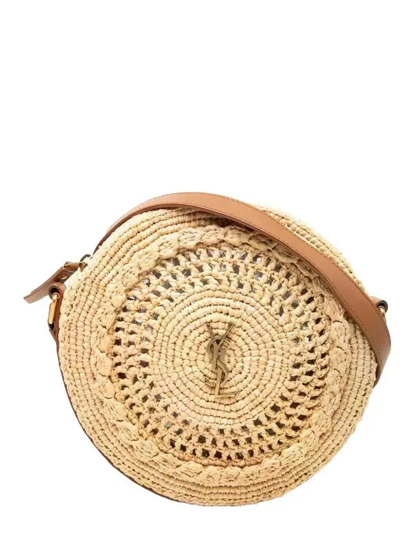 Saint Laurent 2022 Raffia Round Crossbody Bag - Neutrals