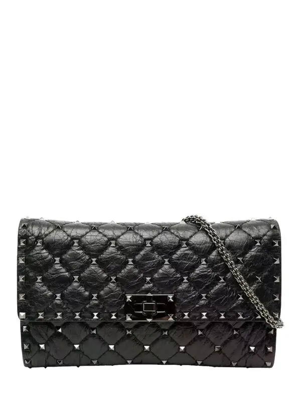 Valentino Garavani Quilted Nappa Rockstud Spike Wallet On Chain Crossbody Bag - Black