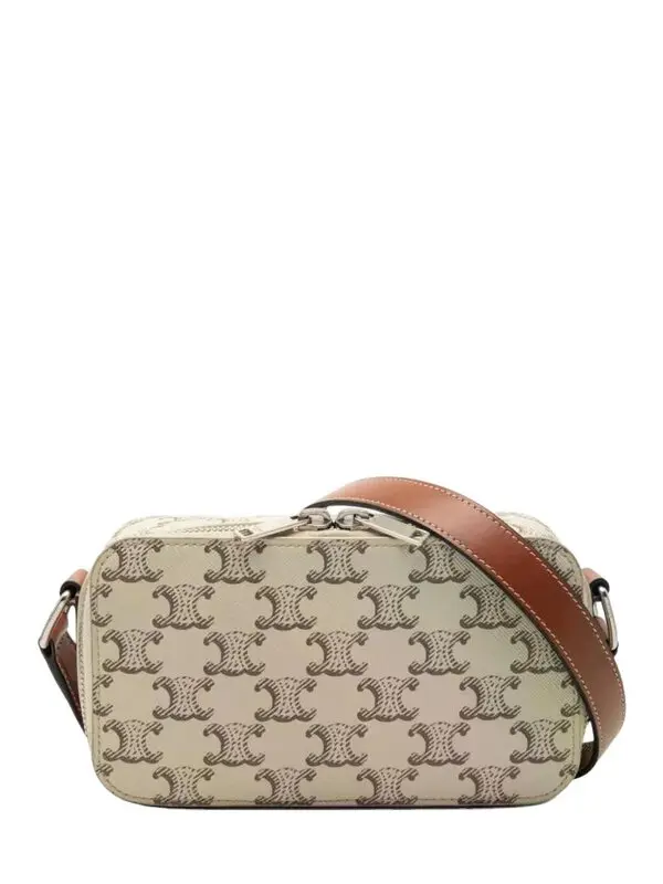 Celine 2024 Mini Triomphe Coated Canvas Camera Bag - White