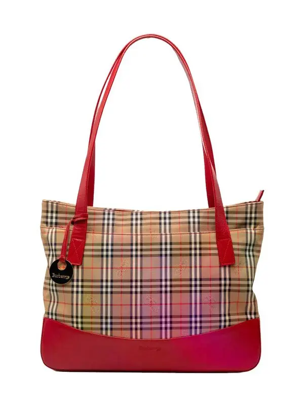 Burberry 20th Century Haymarket Check Tote Bag - Red