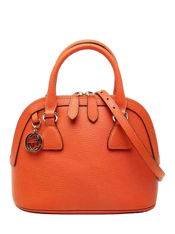 Gucci Mini Leather Gg Charm Dome Satchel - Orange