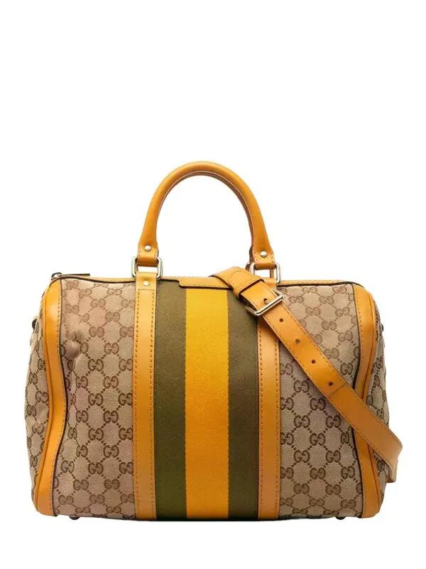 Gucci Gg Canvas Web Joy Boston Bag Satchel - Yellow