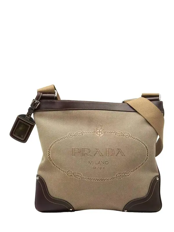 Prada Canvas Canapa Logo Crossbody Bag - Neutrals