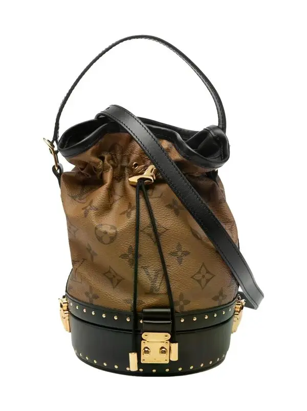 LOUIS VUITTON 2017 Monogram Reverse Petit Noe Trunk Bucket Bag - Brown
