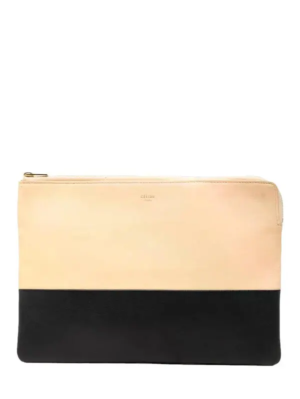Celine 2014 Bicolor Leather Solo Clutch Bag - Neutrals