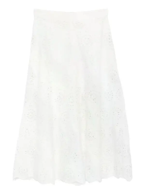 FRAME Solstice Embroidered Midi Skirt - White