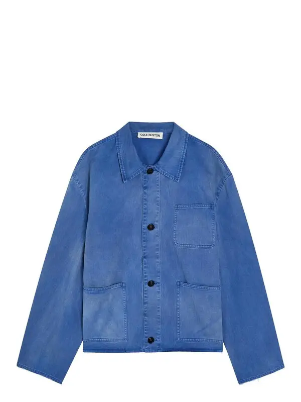 COLE BUXTON Patch Pocket Cotton And Wool-blend Overshirt - Blue