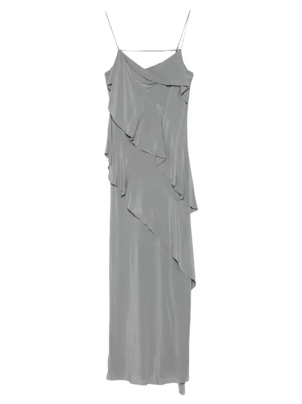 Patrizia Pepe Ruffled Maxi Dress - Grey